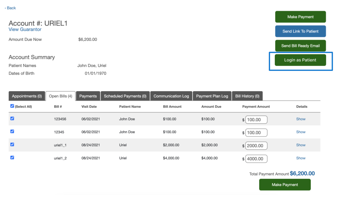 'Login as Patient' feature – Flywire Healthcare