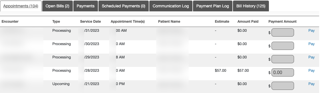 The different tabs on the Account page in the Staff Experience ...