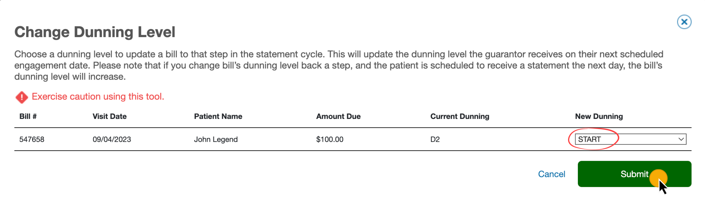 How to manage the dunning level of a bill – Flywire Healthcare