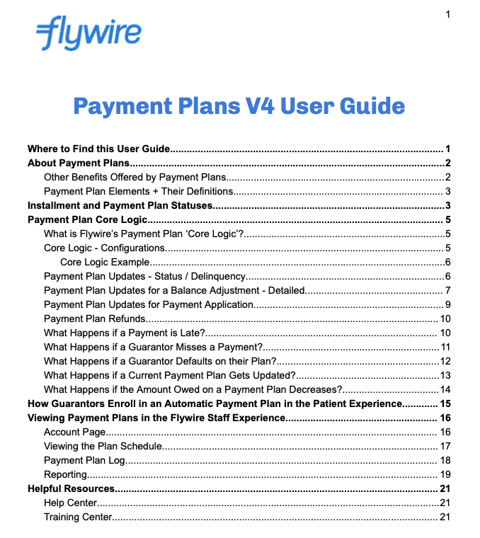 Payment Plans (Version 4) User Guide – Flywire Healthcare